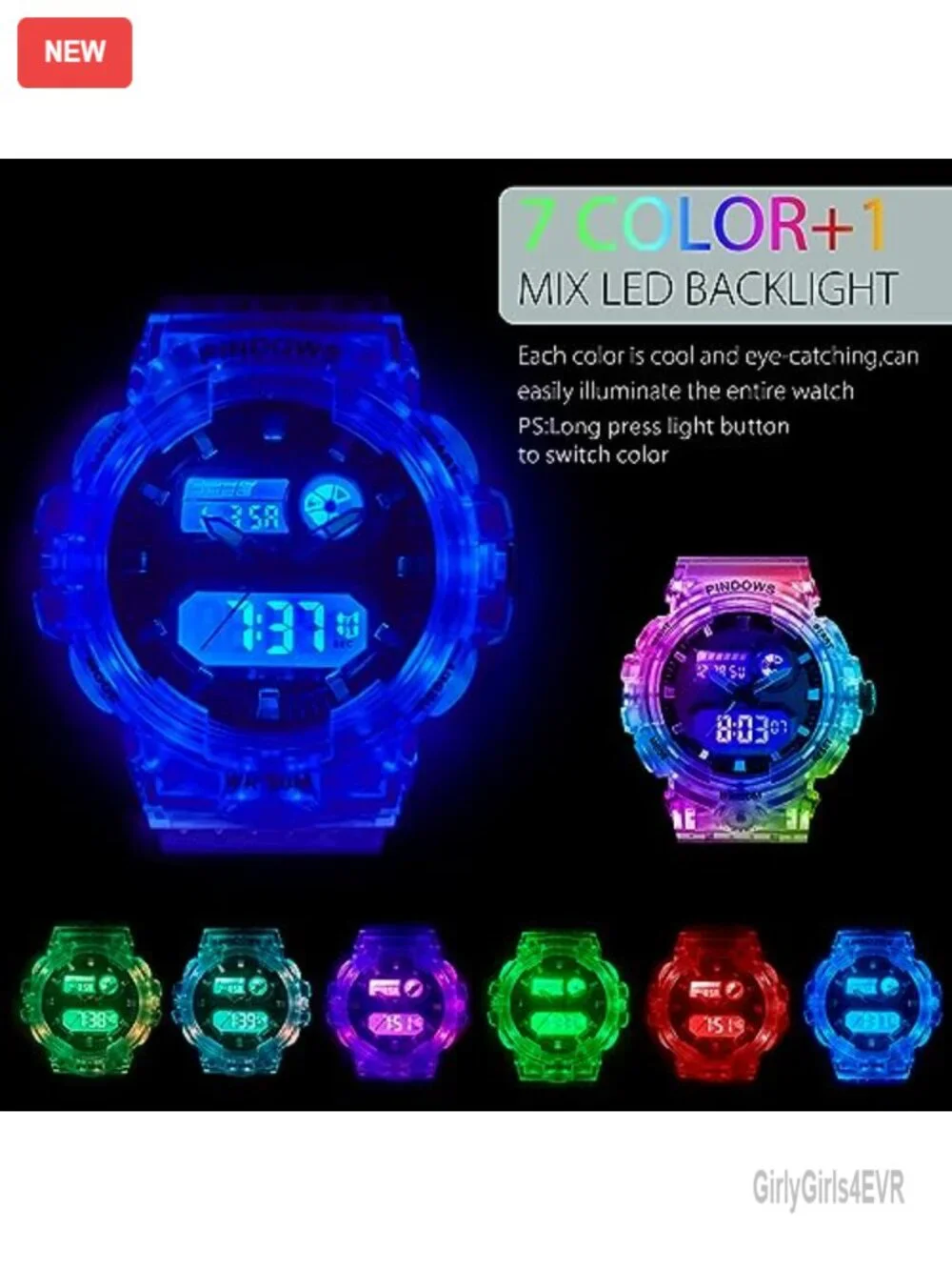 Accessories | Womens Digital Sports Watch With 7 Color Led Light Alarm ...